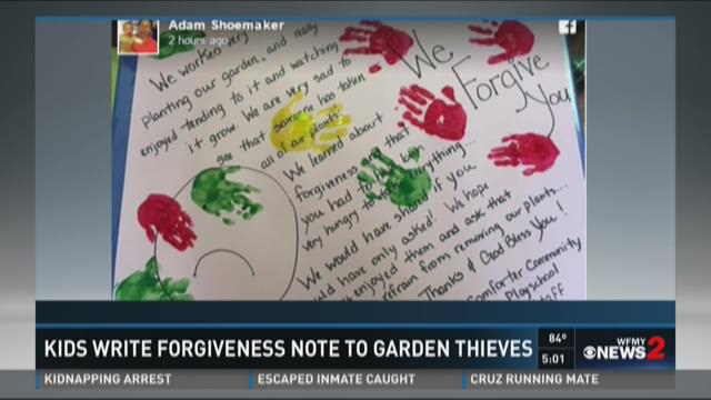 NC Playschool Kids Write 'Forgiveness' Note To Garden Thieves | abc10.com